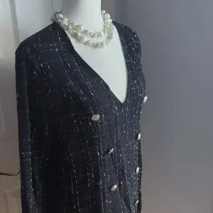 SHEIN | Dresses | Shein Elegant Black And White Tweed Midi Dress | Poshmark